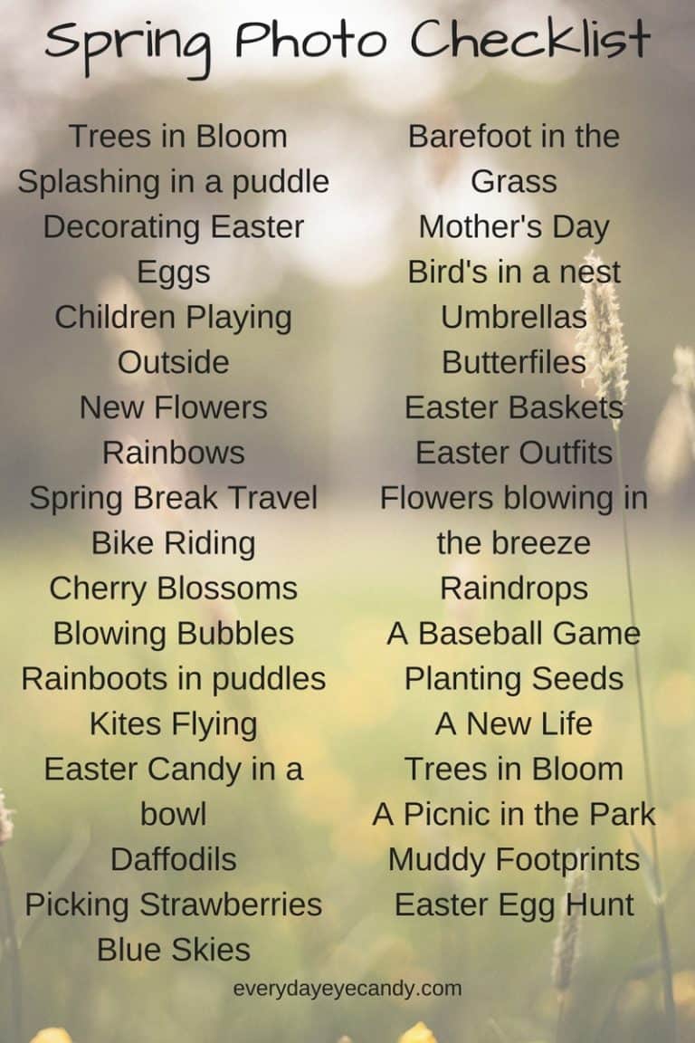 Spring Photo Checklist ( FREE DOWNLOAD) - Everyday Eyecandy