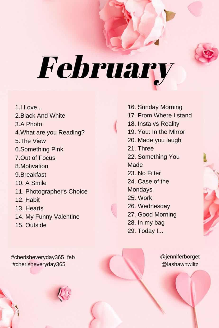 February Cherish Everyday 365 Prompts - Everyday Eyecandy