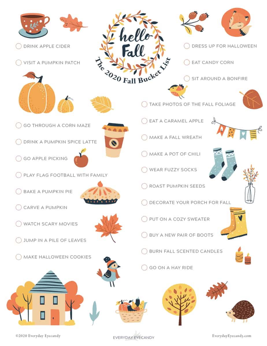 50 Fall Bucket List Ideas And Free Printable 2023 Everyday Eyecandy